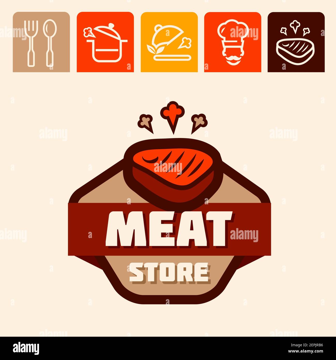 Set of badge, label, logo, icons design templates for meat store, grill ...