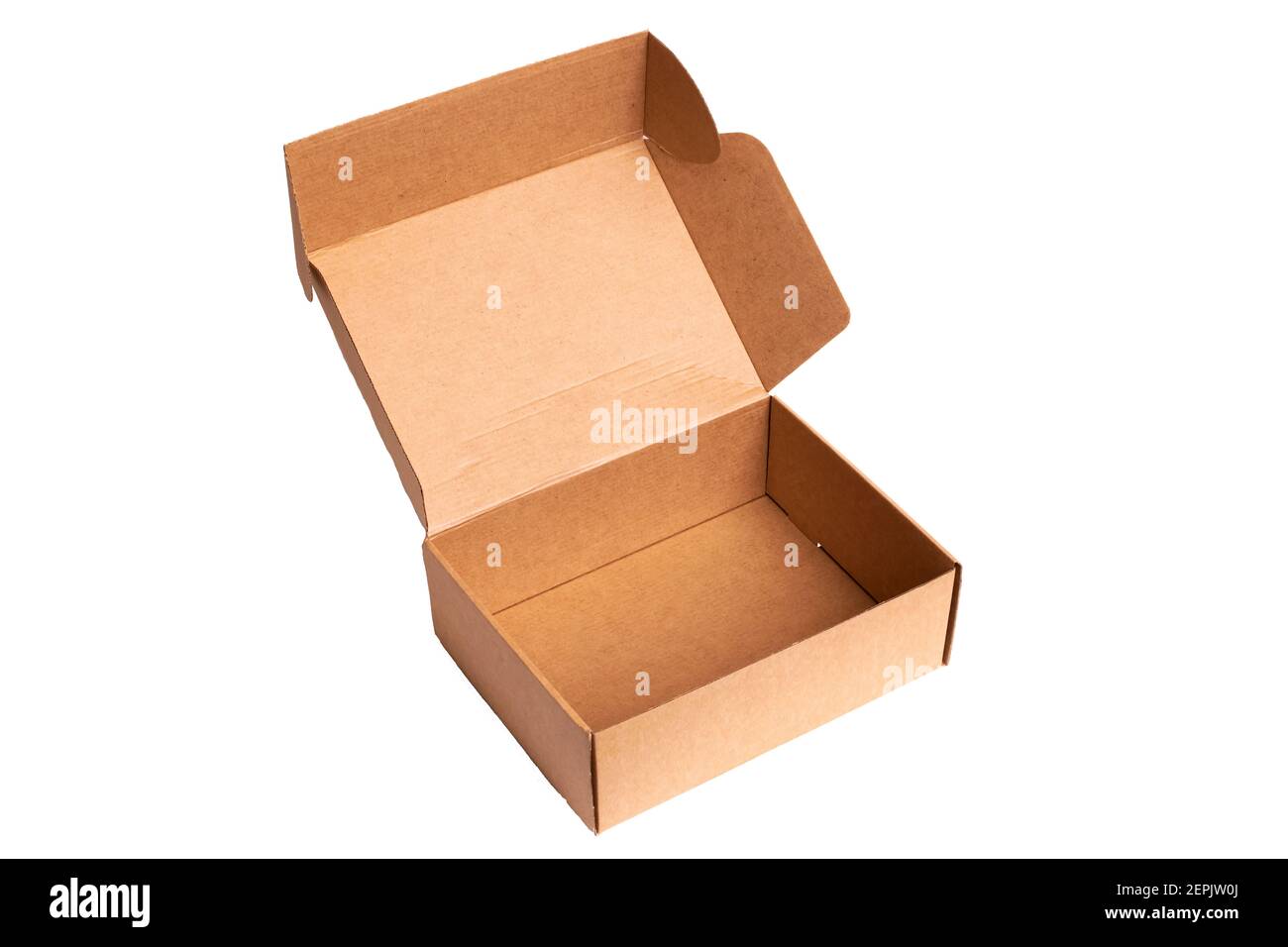 Opened cardboard box isolated on a white background Stock Photo - Alamy