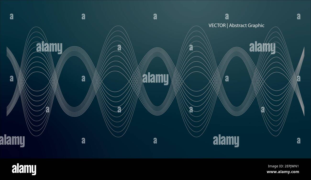 Vector graphic elements of silver ribbon sound wave shapes, abstract ...