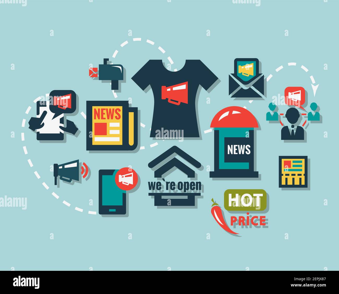 Advertising Icons Set in Flat Design Style Stock Vector Image & Art - Alamy