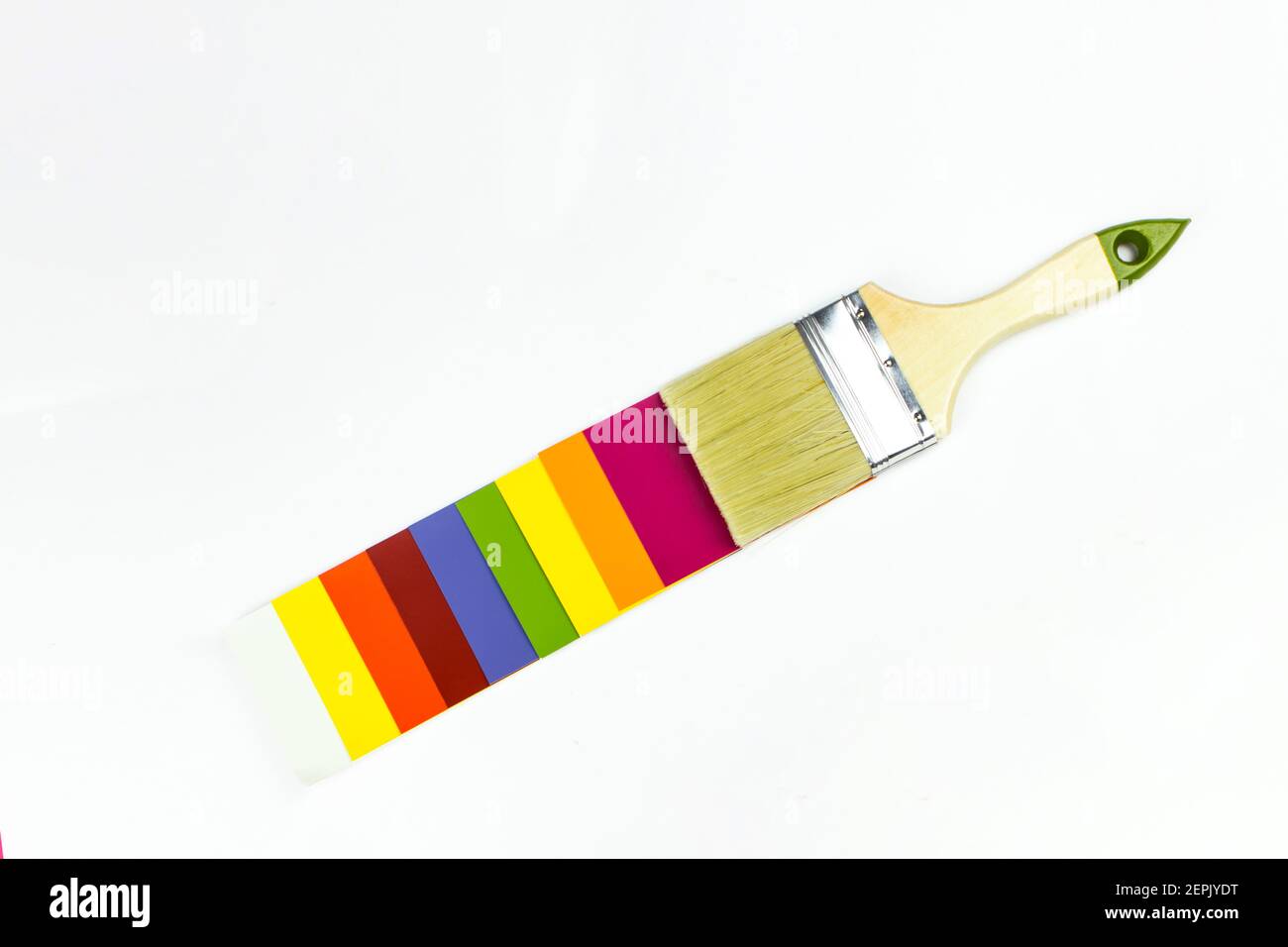 Color Guide Sampler And Paint Brush. Paint Color Cards And Brush Stock ...