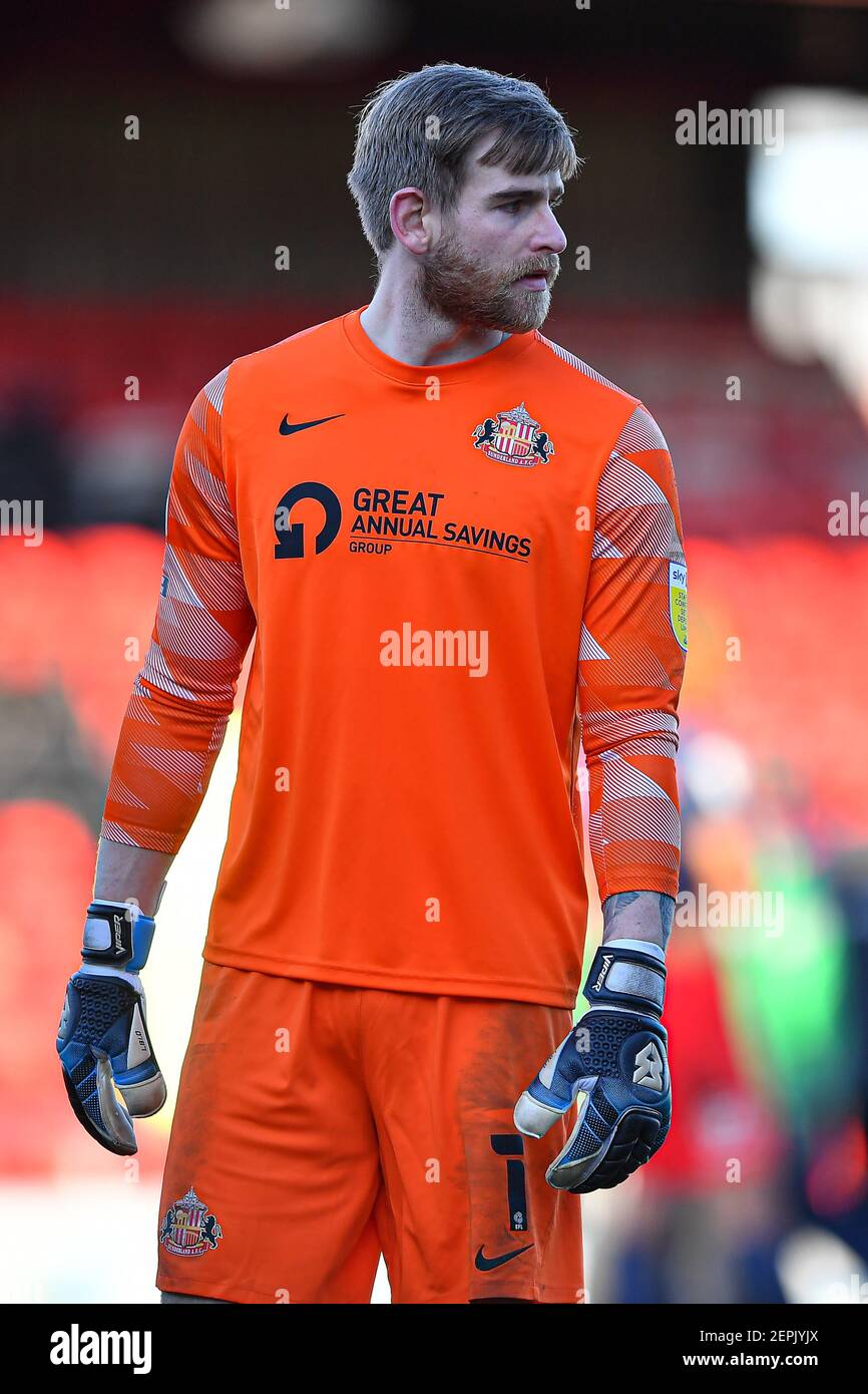 CREWE, ENGLAND. FEB 27TH Lee Burge of Sunderland during the Sky Bet ...