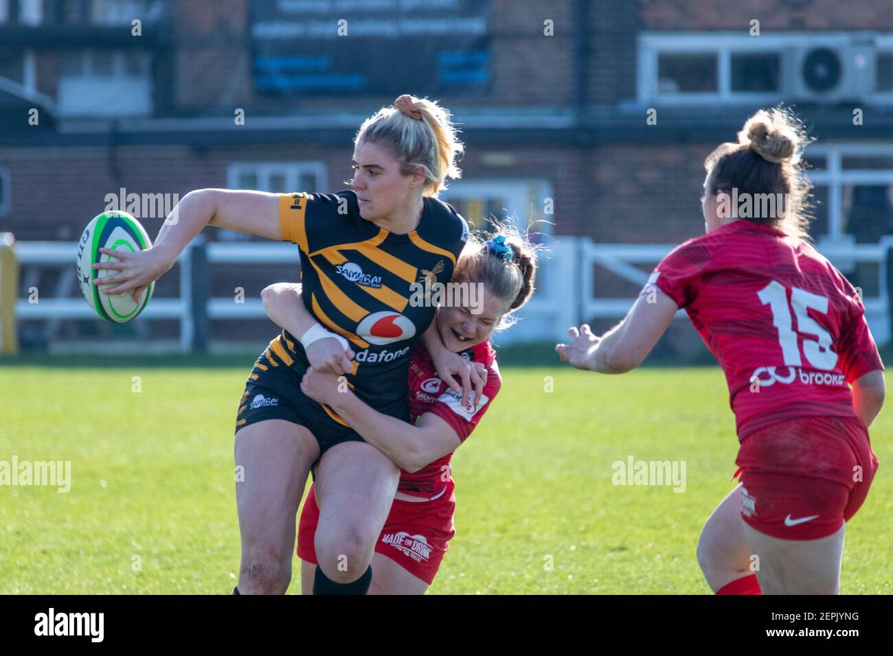 London, UK. 27th Feb, 2021. Carys Williams (#14 Wasps FC Ladies ...