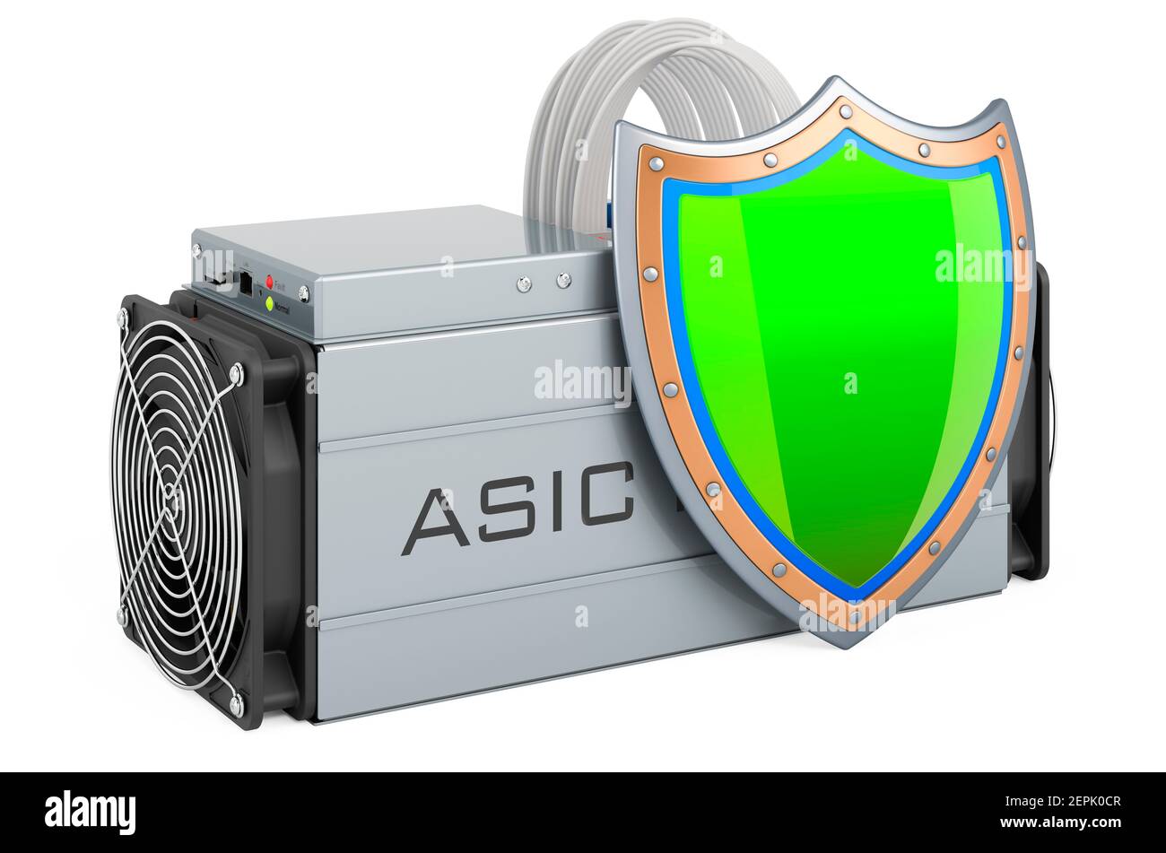 ASIC miner with shield, 3D rendering isolated on white background Stock Photo - Alamy