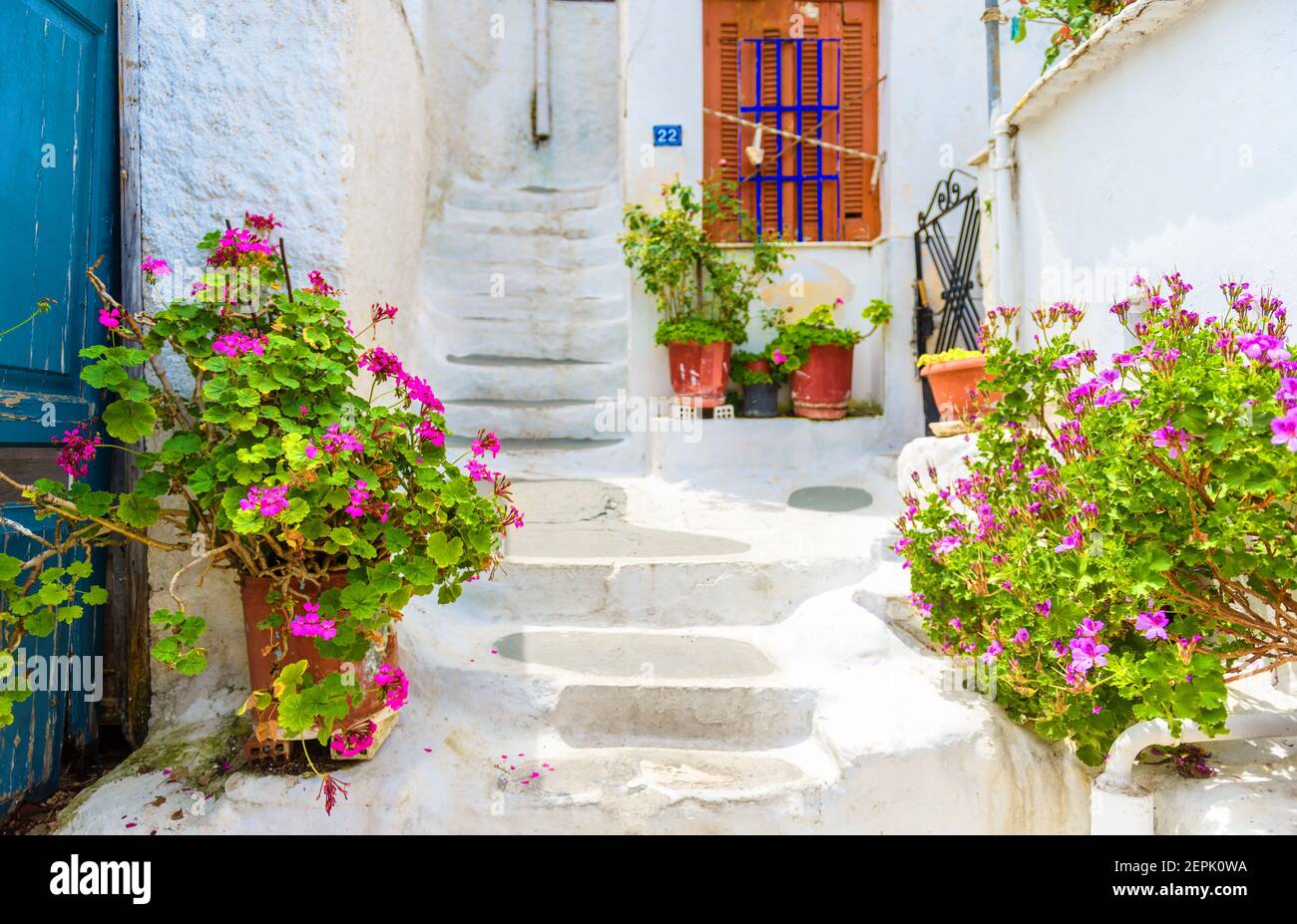 Street in Plaka district, Athens, Greece. Plaka is tourist attraction ...