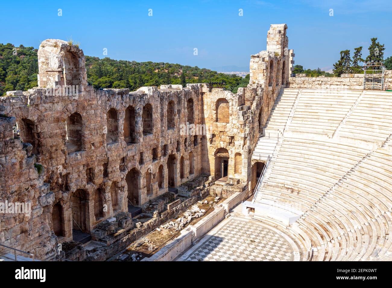 Odeon of Herodes Atticus at the Acropolis in Athens, Greece. This ancient Greek theater is ...