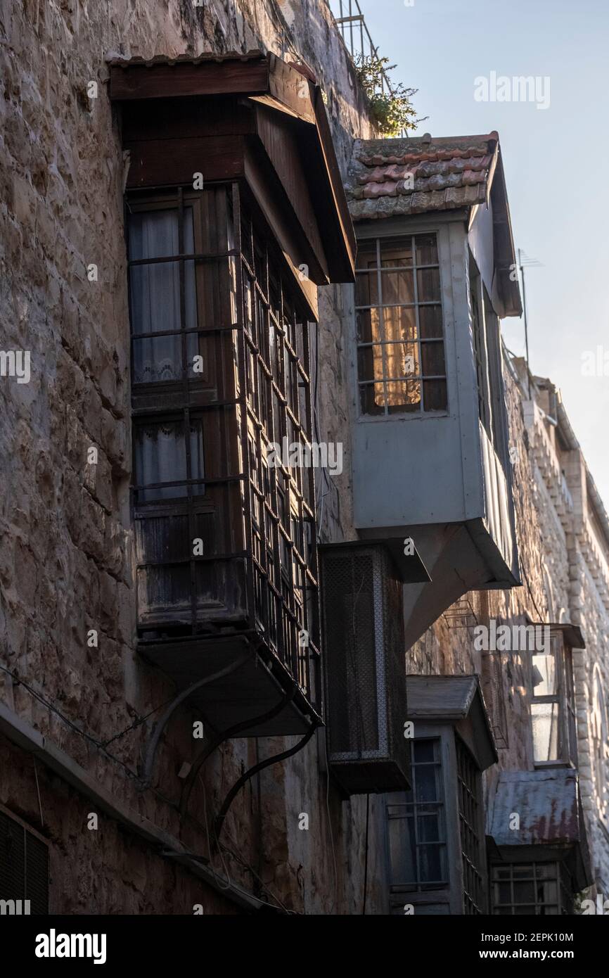 Oriel windows at the Greek orthodox Patriarchate street in the ...