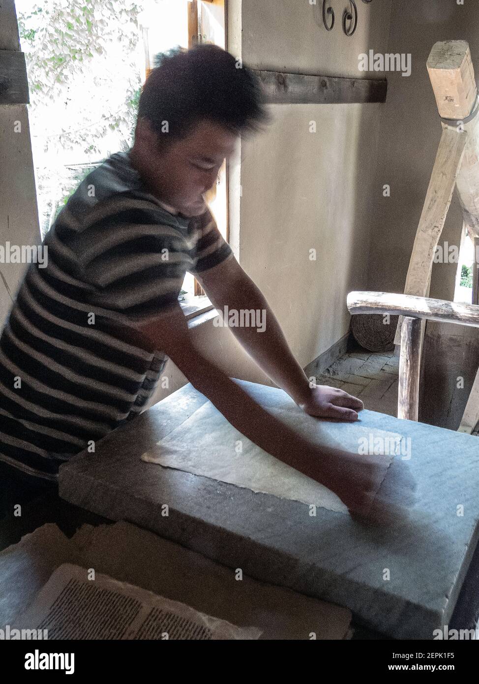 Silk paper workshop in Konighil village near Samarkand, where they make ...