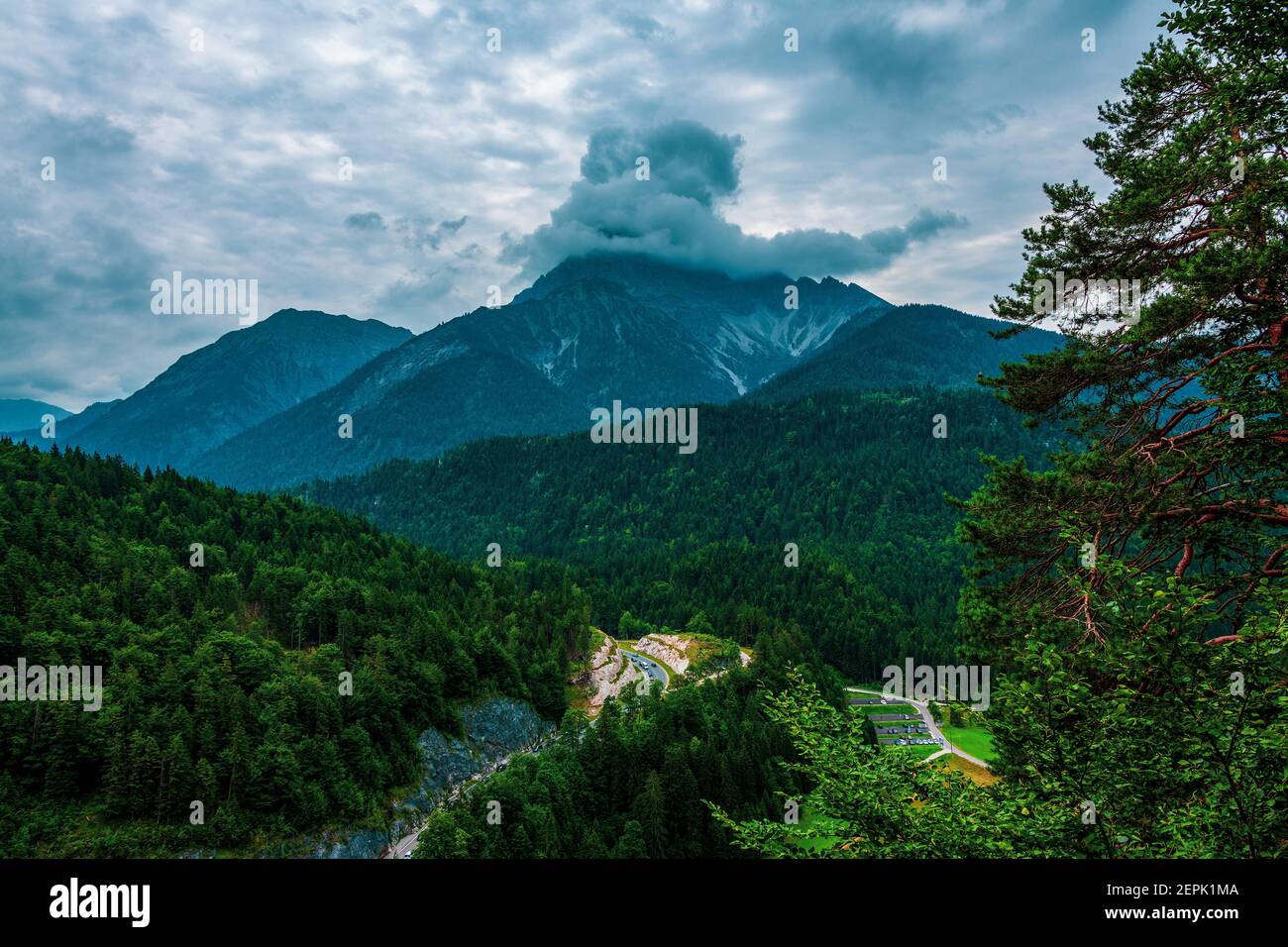 Fernpass road B 179 in Tyrol, Austria. Panoramic view of the Austrian ...