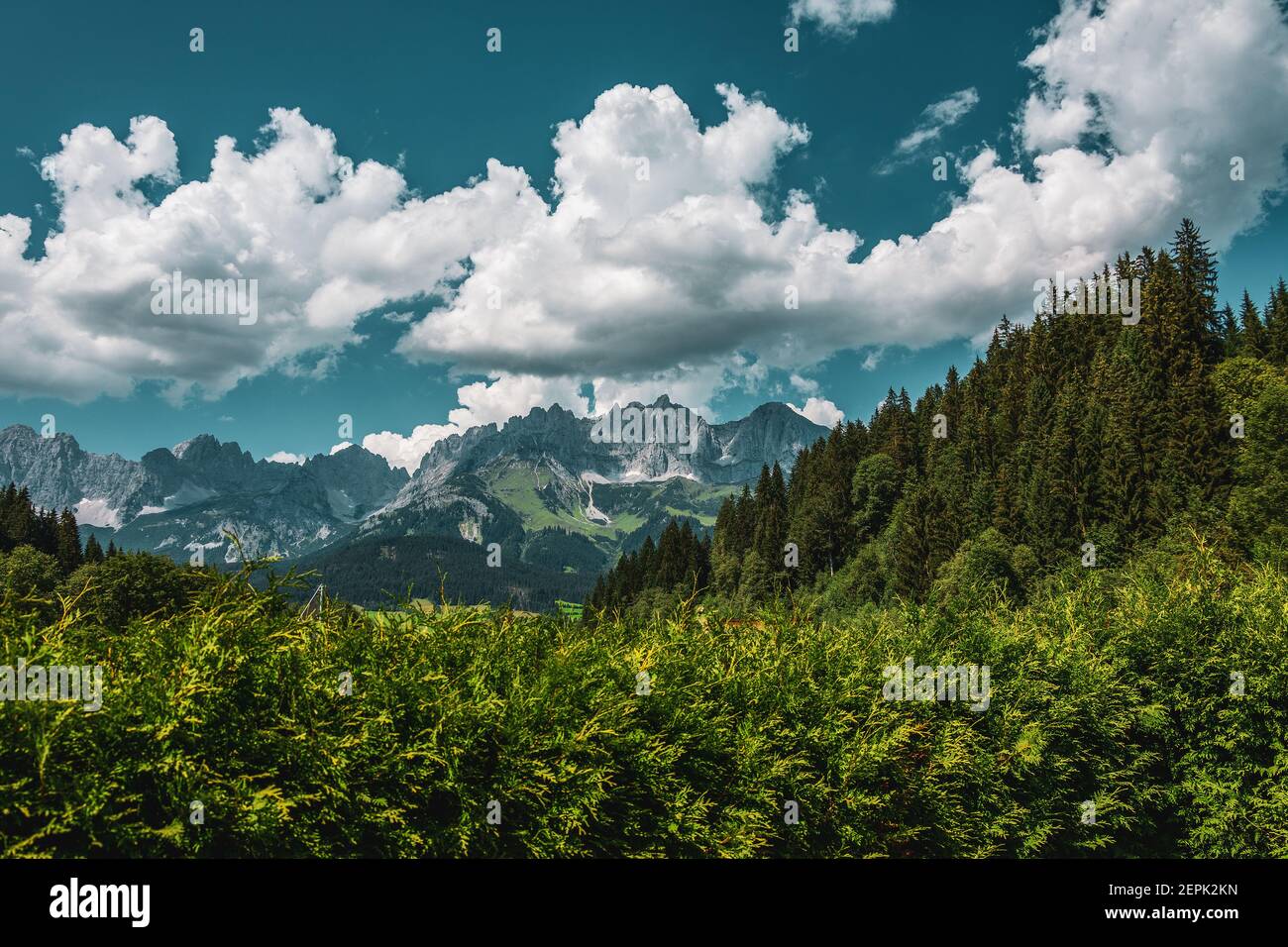 panoramic view of the Austrian Alps Stock Photo - Alamy