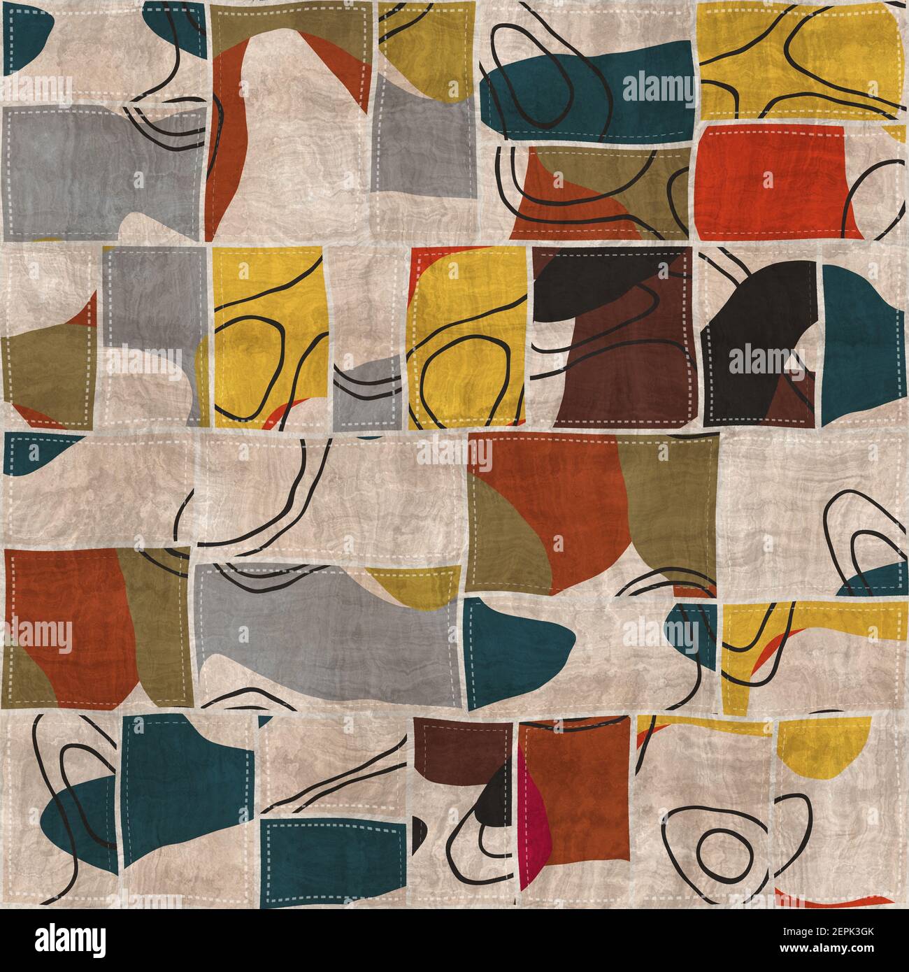 Seamless patchwork collage mix quilt pattern print Stock Photo - Alamy