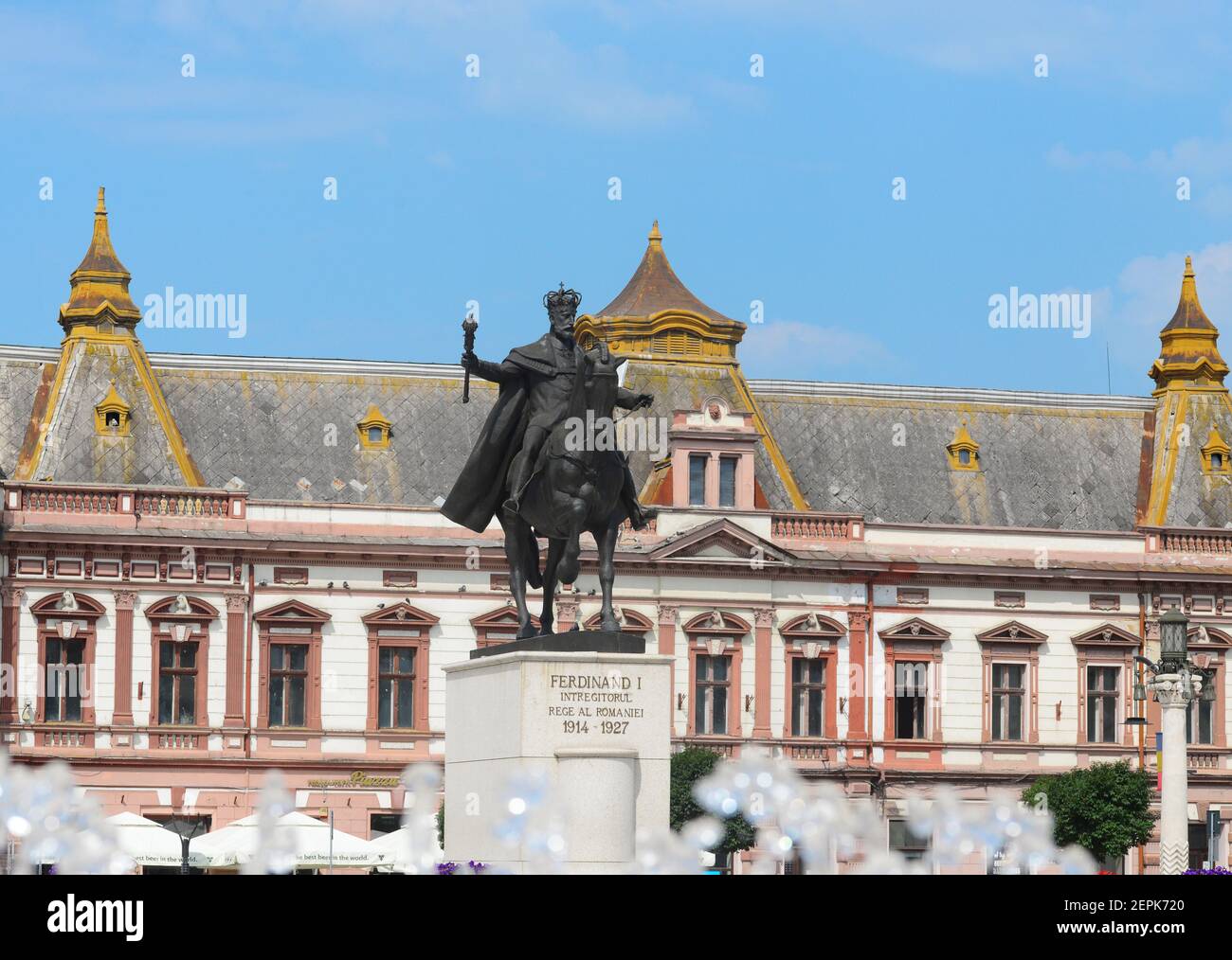 Oradea city Romania king Ferdinand I statue architecture Stock Photo ...