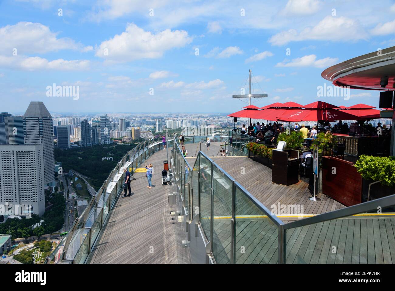 Skypark observation deck on the Marina Bay Sands hotel. Singapore Stock ...