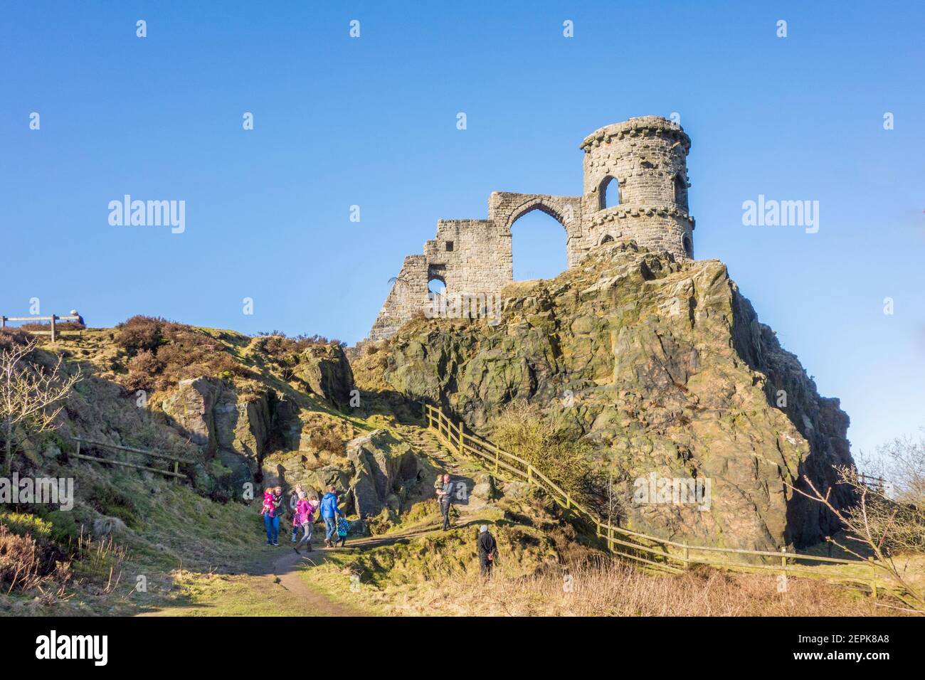 Cheshire landmark Mow Cop castle, the folly of a ruined castle standing ...