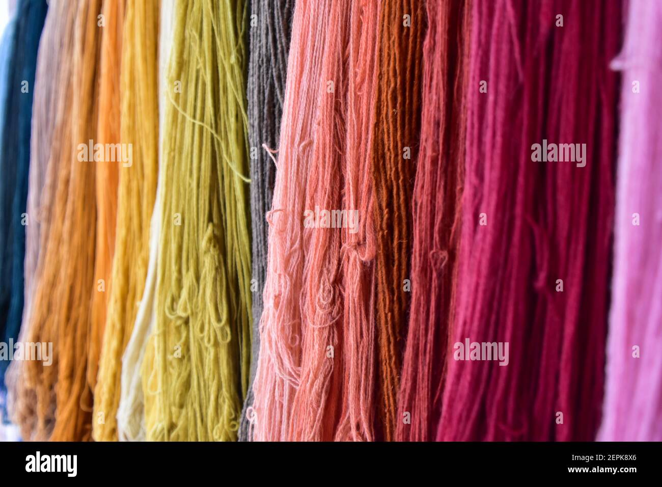 Colourful threads for textile in Mexico Stock Photo - Alamy