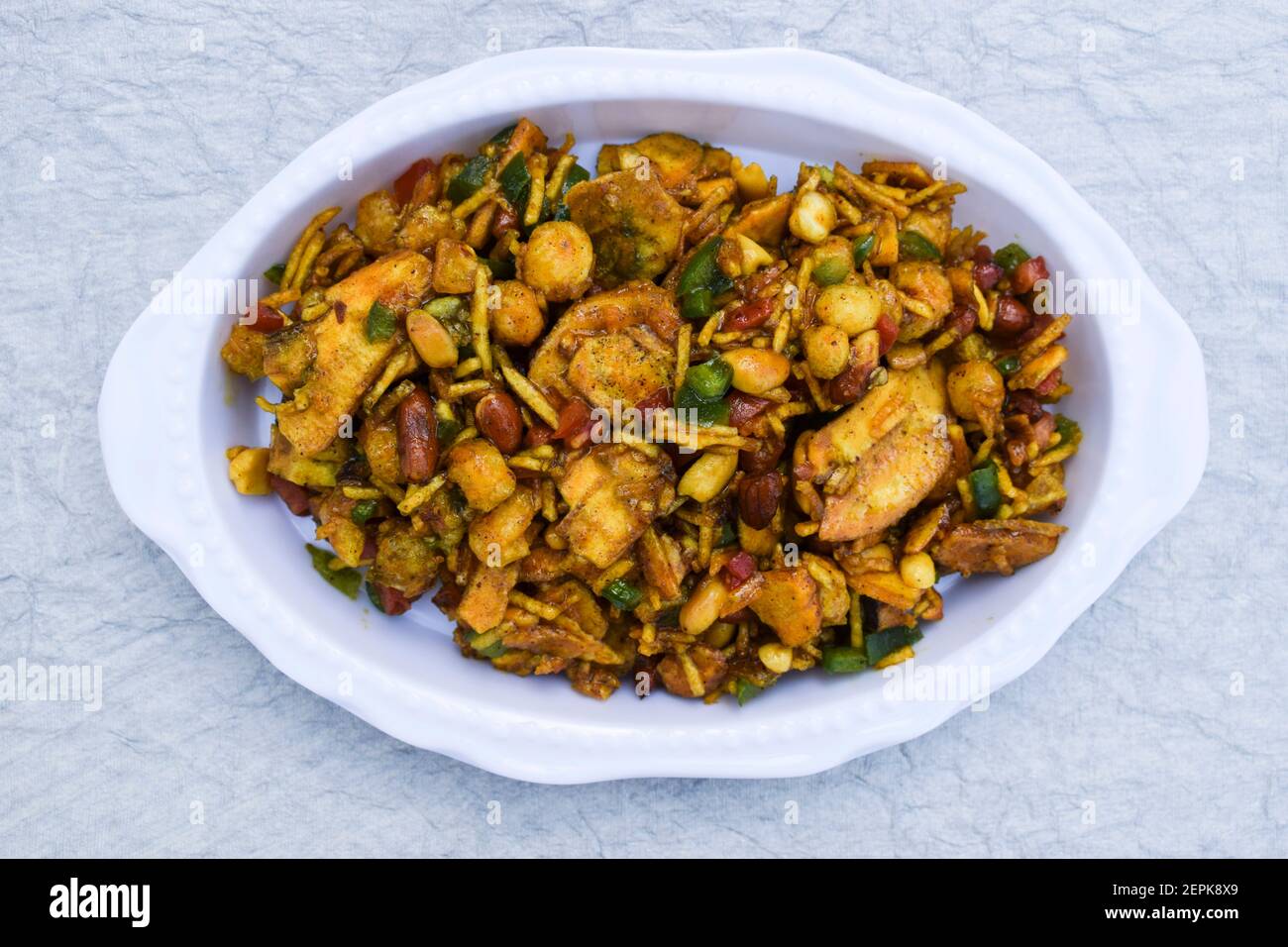 Farali bhelpuri made with faradi ingredients like banana chips, sago ...