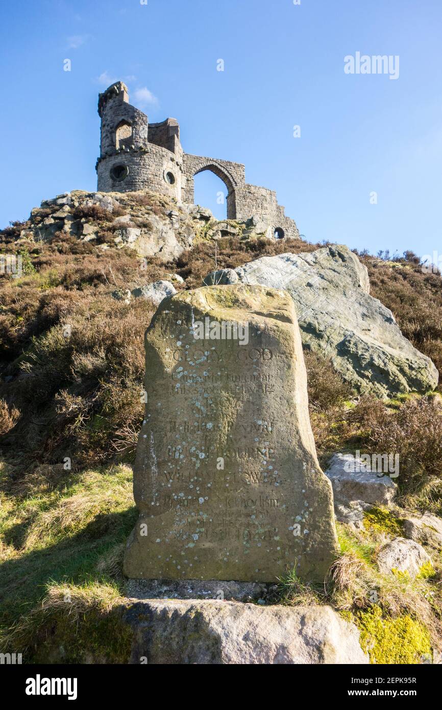 Cheshire landmark Mow Cop castle, the folly of a ruined castle standing ...