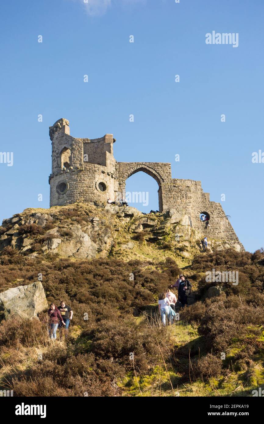 Cheshire landmark Mow Cop castle, the folly of a ruined castle standing ...