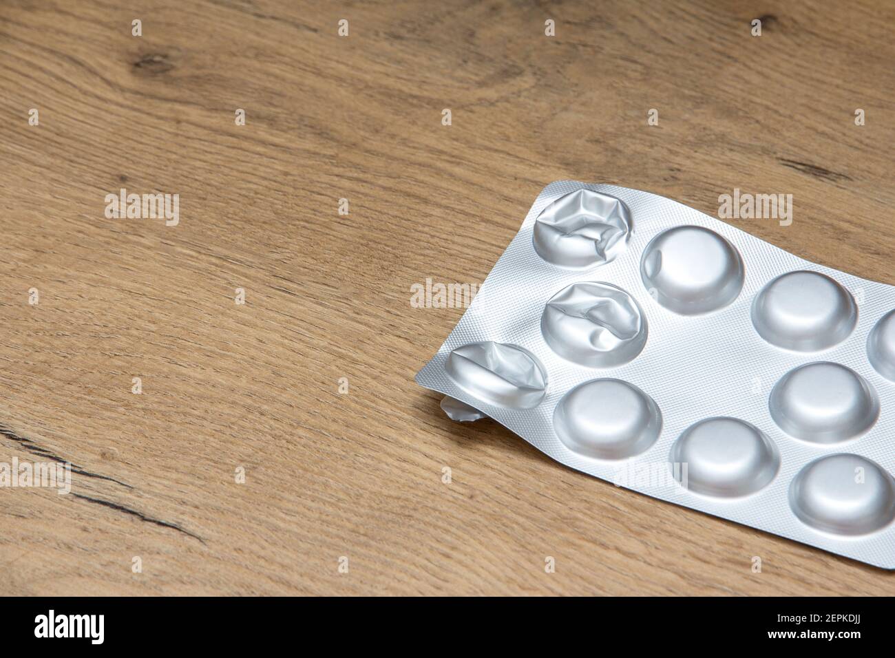 Packaging of pills on the table. Medicines for treatment. Treatment ...