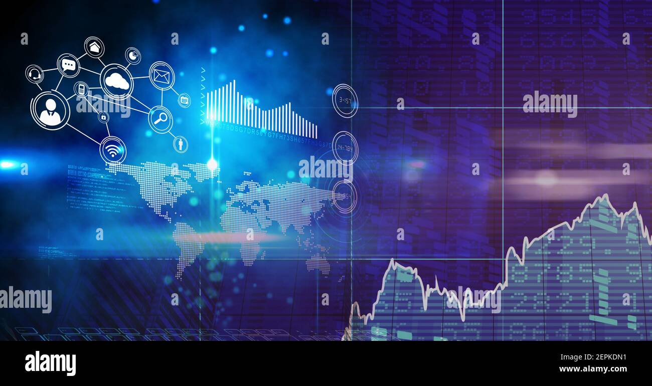 Digital illustration of a plane with a human eye over data processing ...