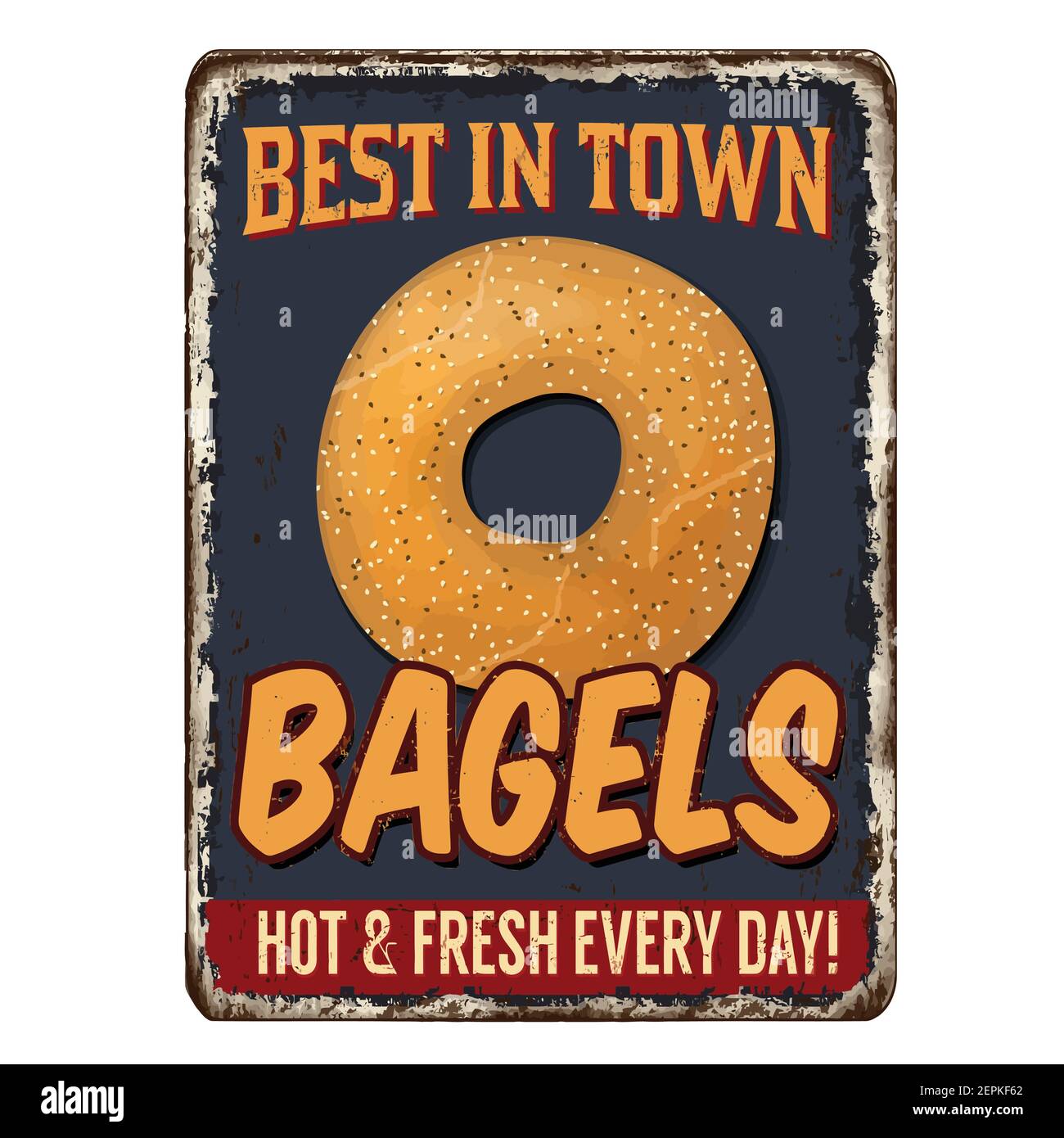 Bagels vintage rusty metal sign on a white background, vector ...
