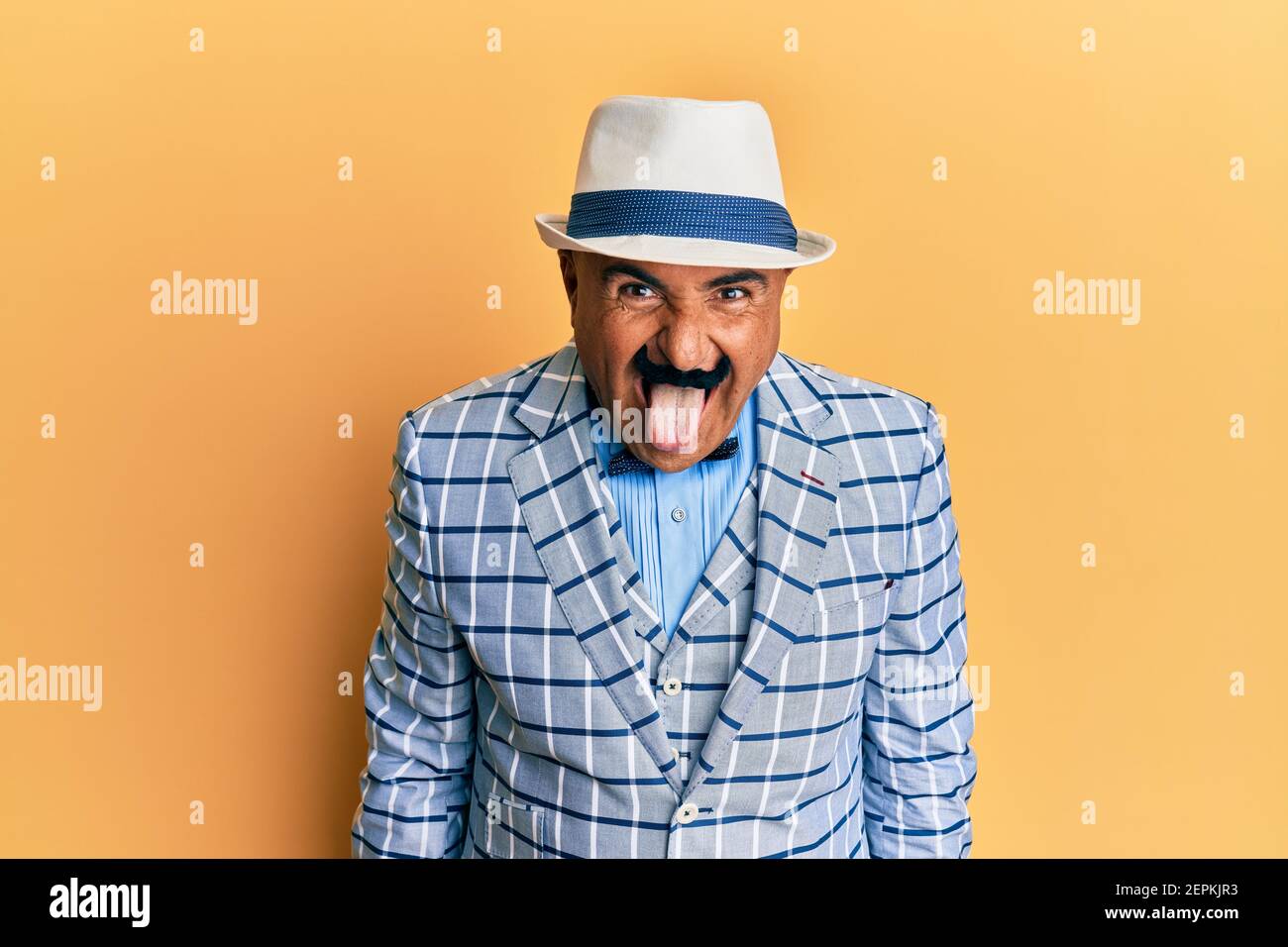 Mature middle east man with mustache wearing vintage and elegant ...