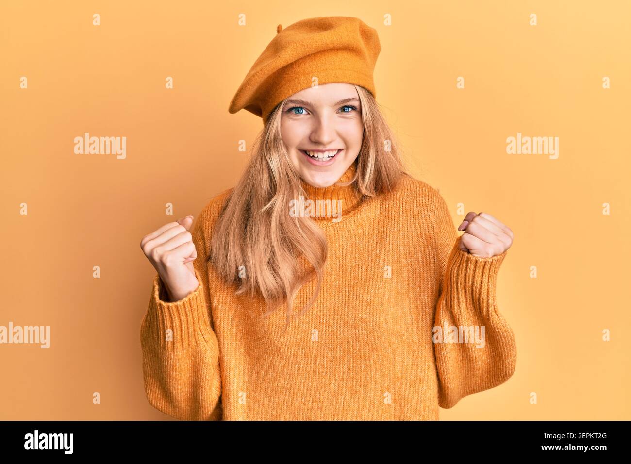 Beautiful young caucasian girl wearing french look with beret ...