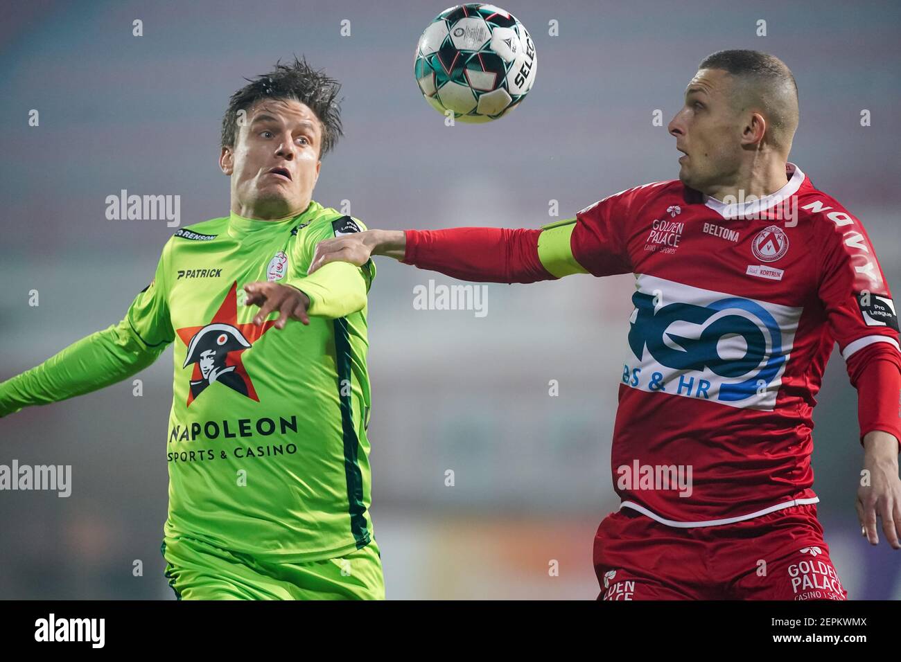 KORTRIJK, BELGIUM - FEBRUARY 27: Jelle Vossen of Zulte Waregem and ...