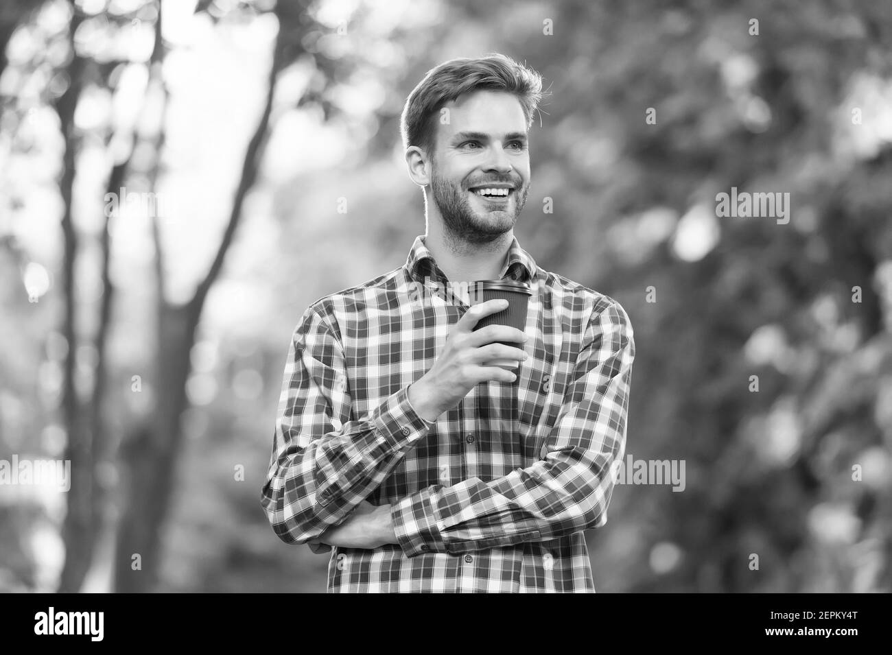 Good morning drink unshaven Black and White Stock Photos & Images - Alamy