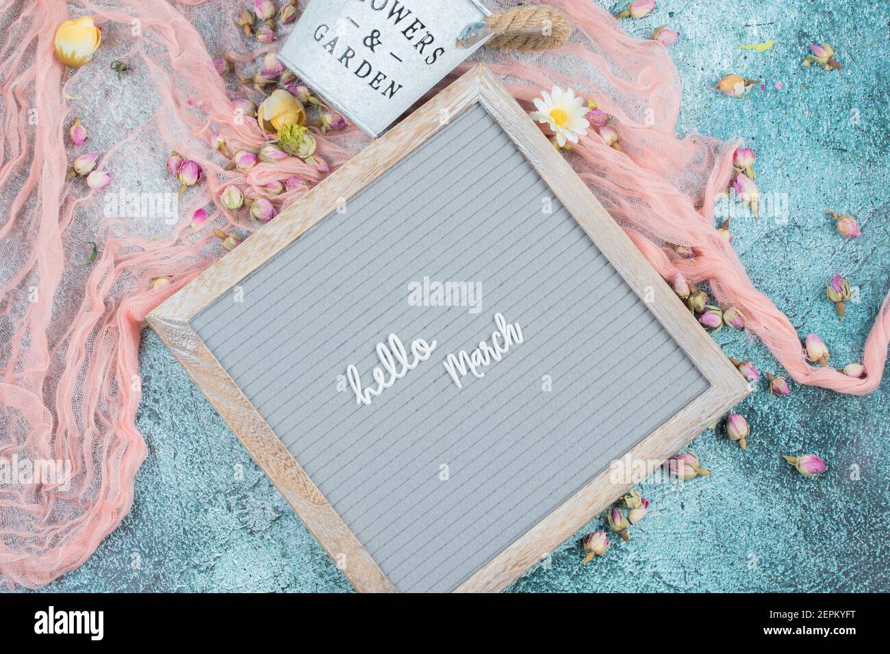 Hello month names embedded on the grey background Stock Photo - Alamy