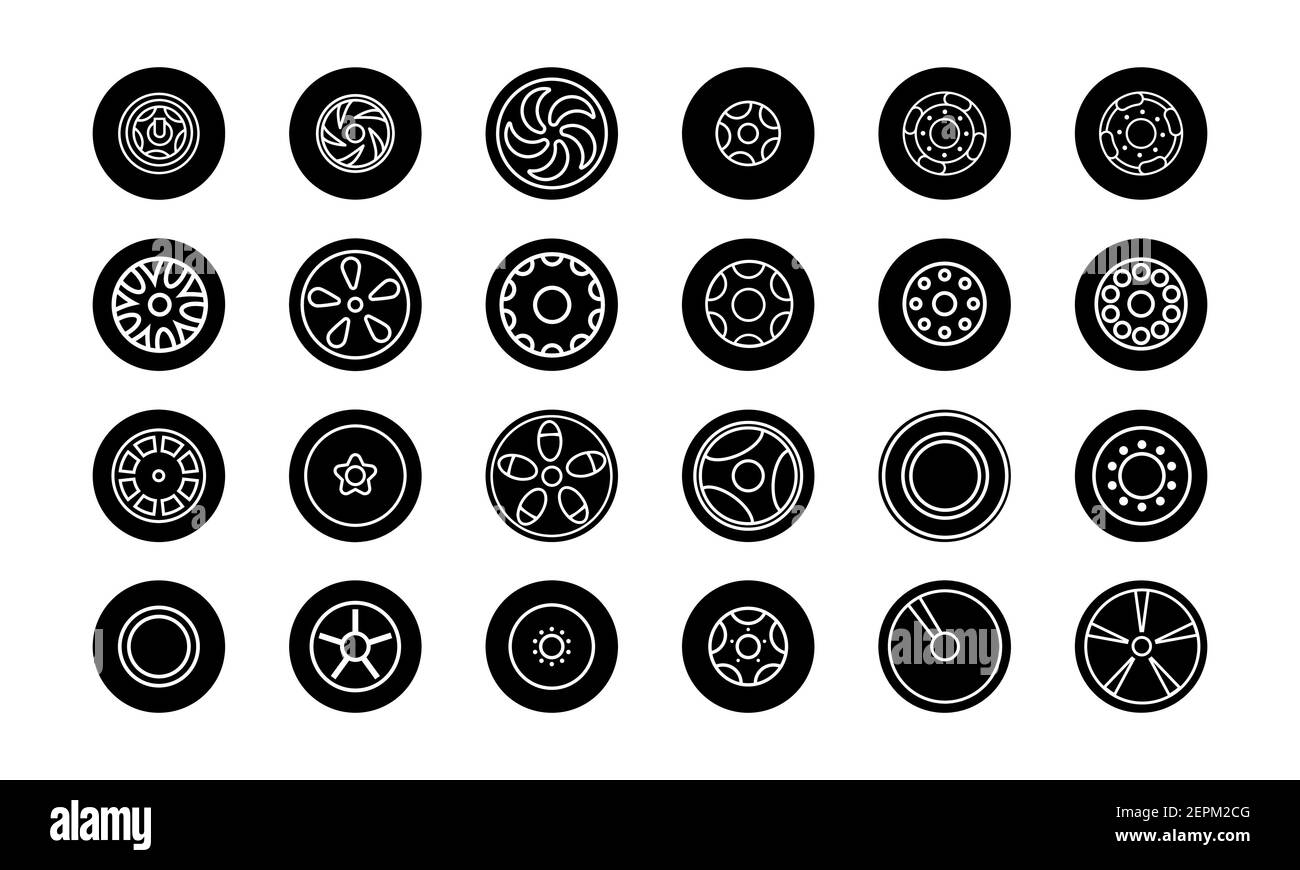 Set of black simple car tire icons. Vector clipart Stock Vector Image ...