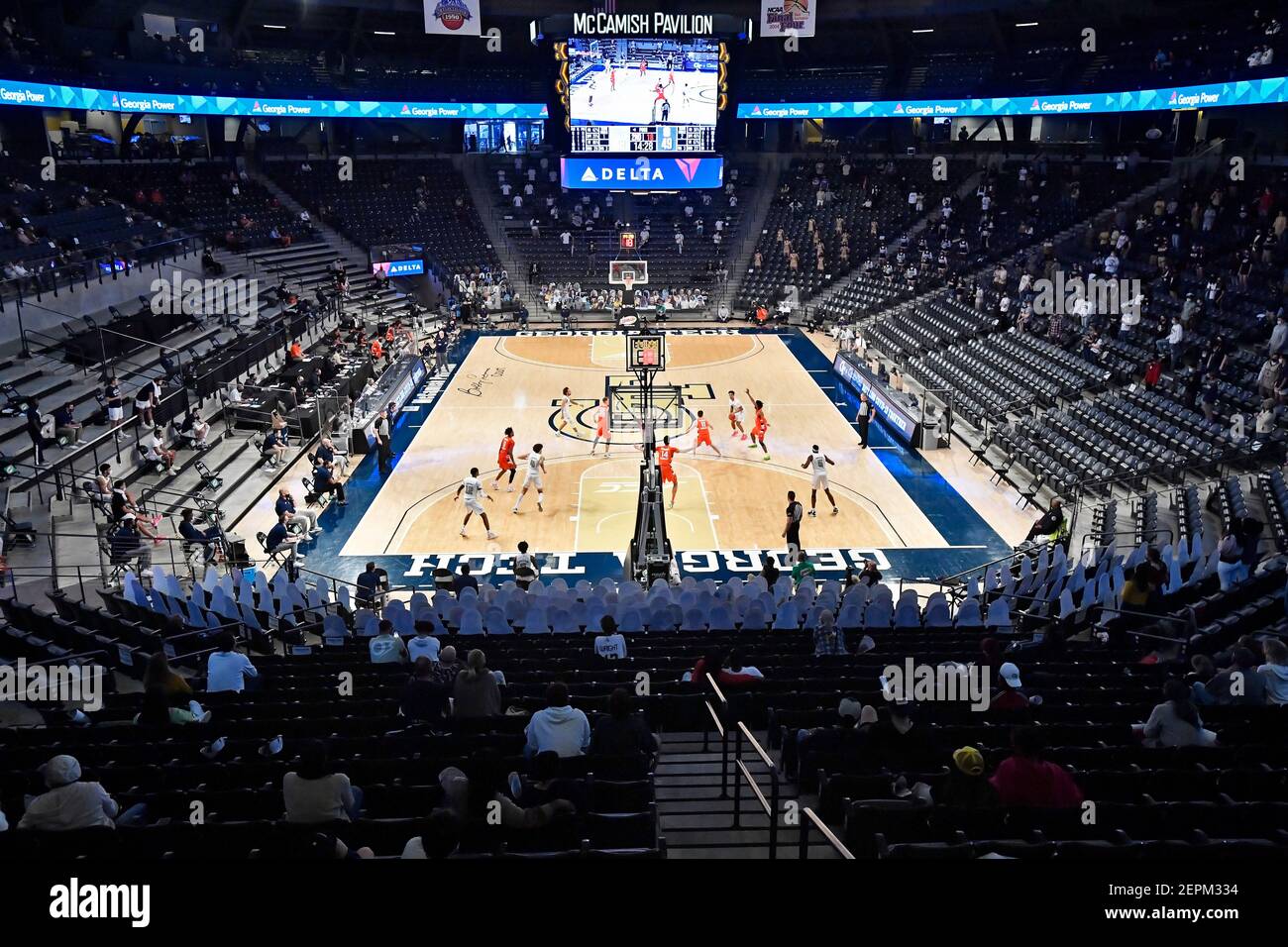 Atlanta, GA, USA. 27th Feb, 2021. A limited attendance crowd attends an ...