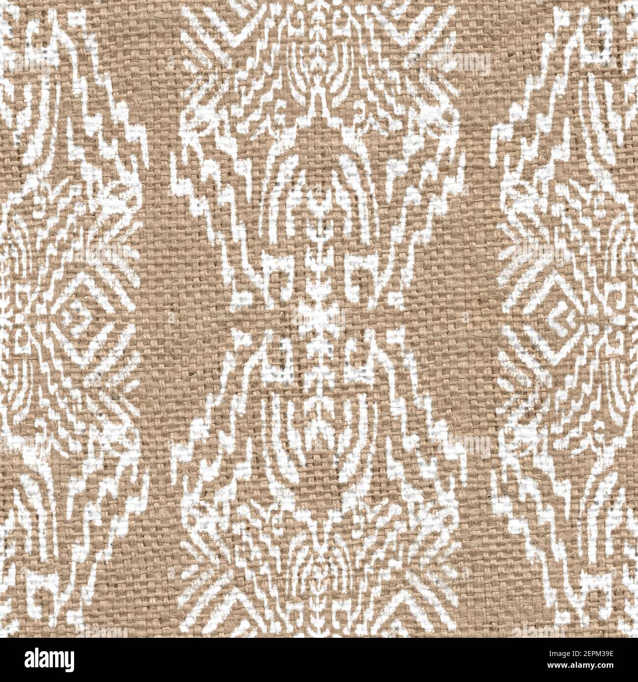 Seamless burlap with white paint pattern overlay Stock Photo - Alamy