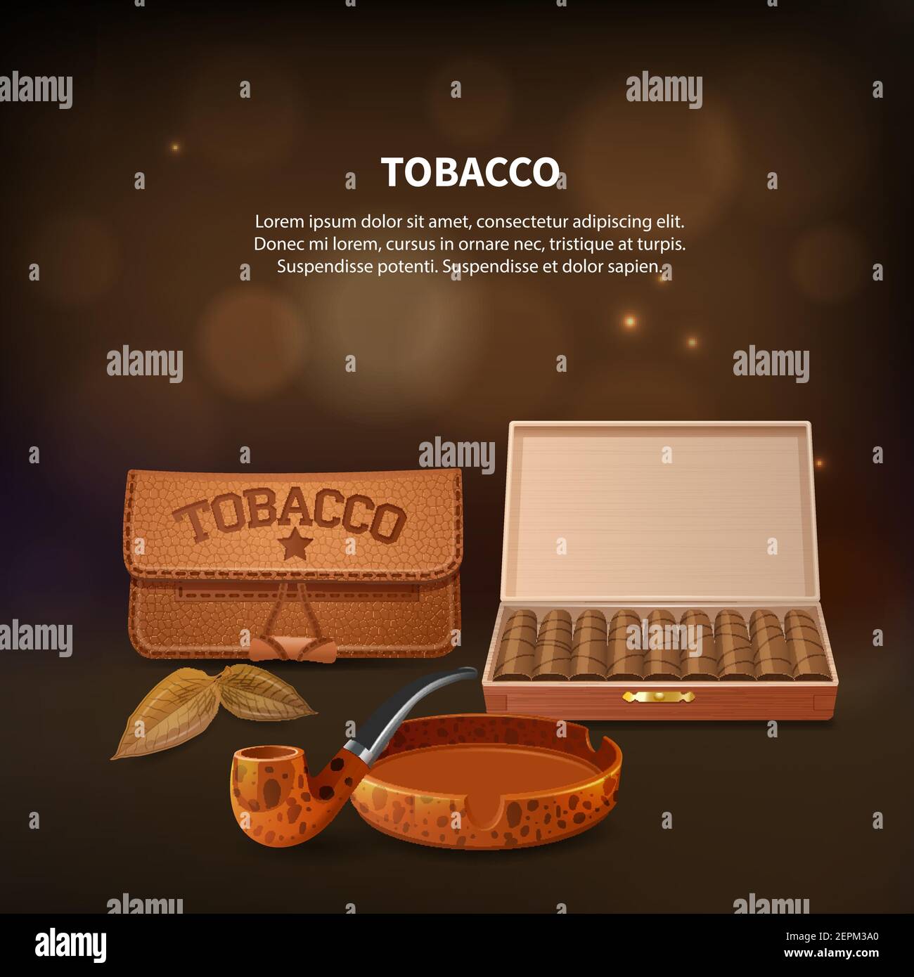 Tobacco realistic composition with smoking pipe tobacco and necessary ...