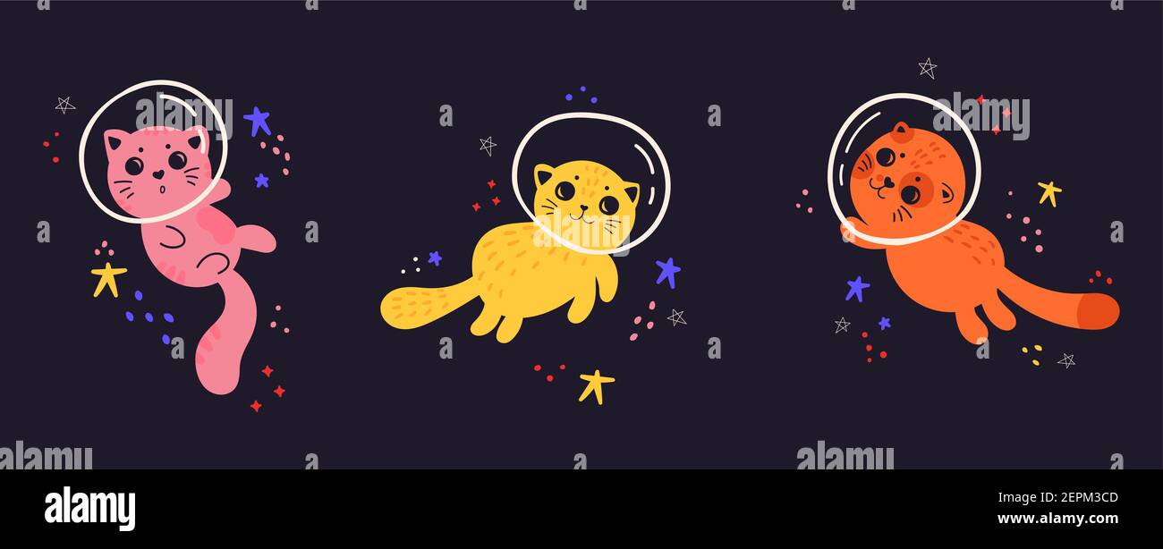 Illustration cat in space Stock Vector Images - Alamy