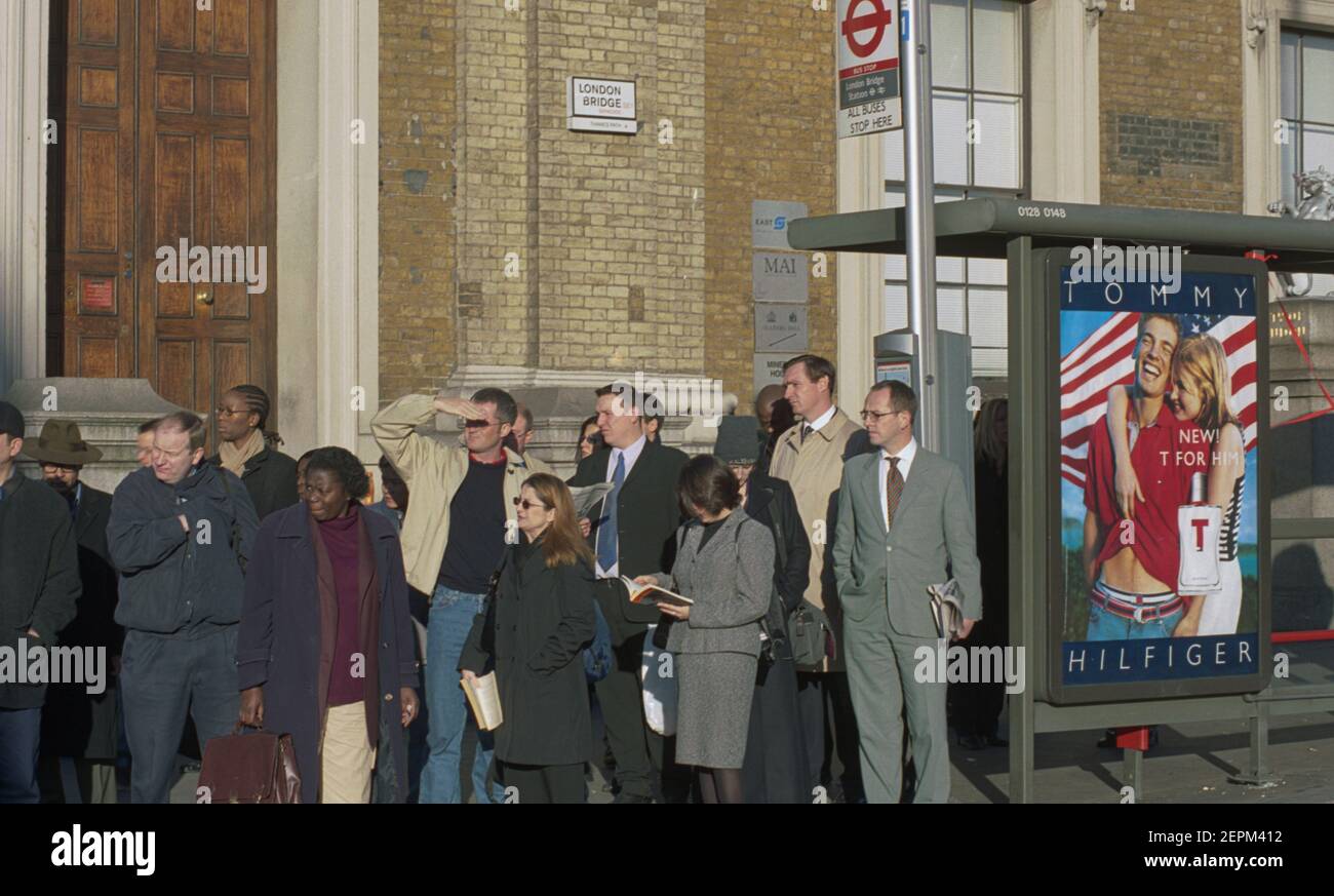 Bus station, London bridge, 2001 Stock Photo - Alamy
