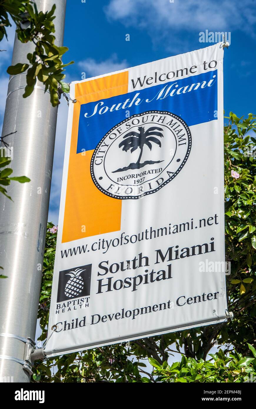 A Welcome Banner to the City of South Miami in Florida Stock Photo - Alamy