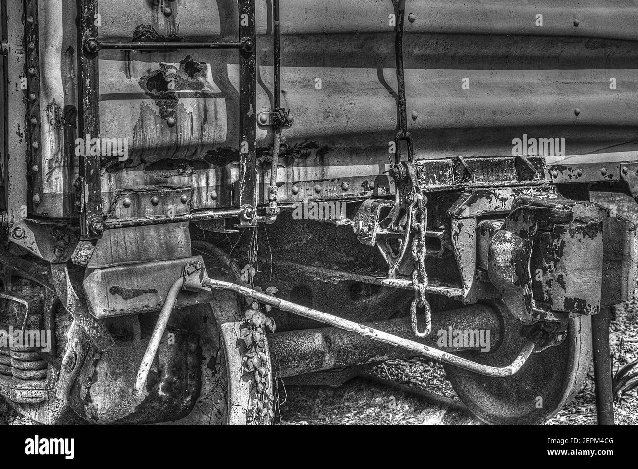 Detail of the end of the old boxcar outside the Cauley Square Historic ...