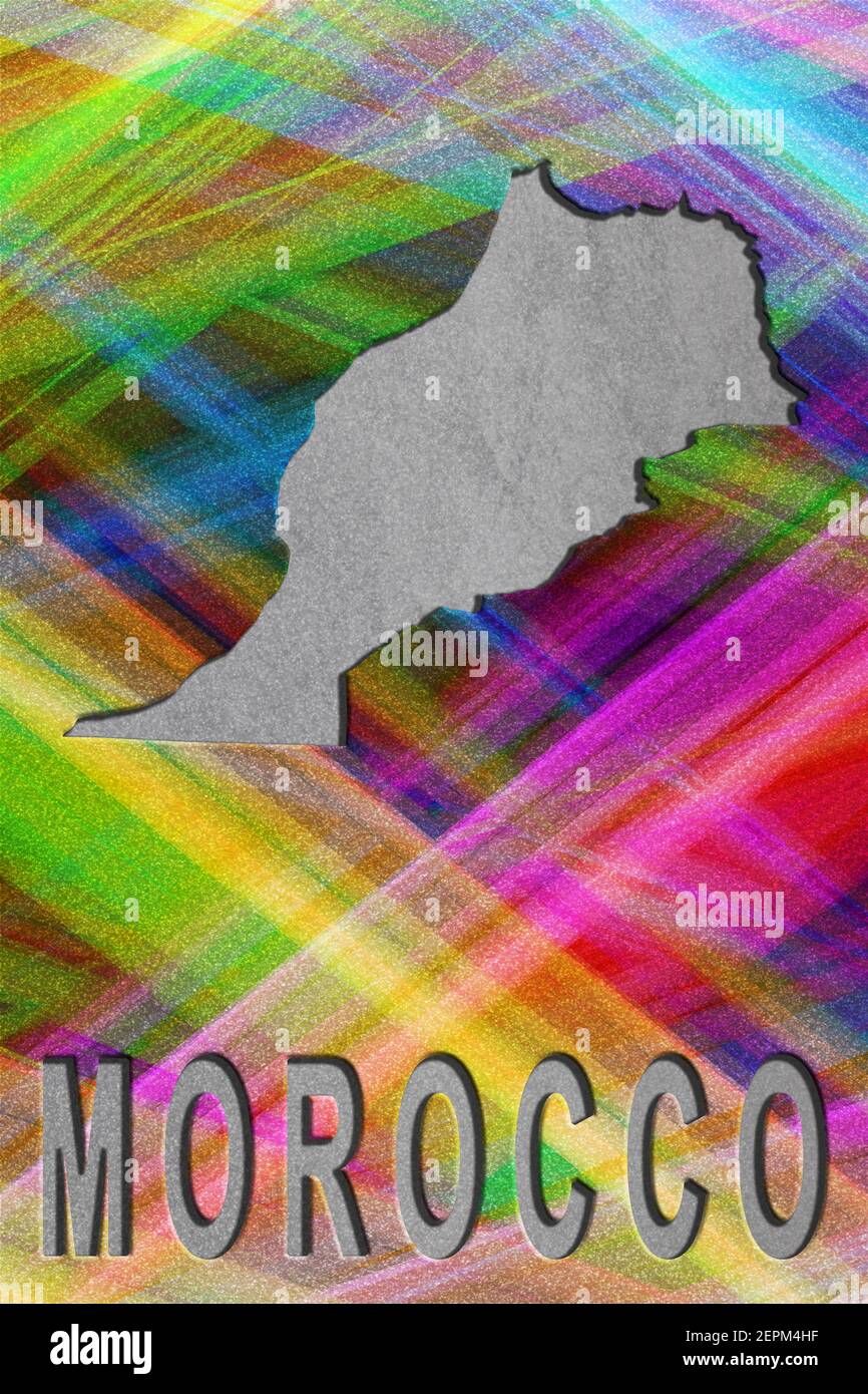 Map of Morocco, colorful background, copy space Stock Photo - Alamy