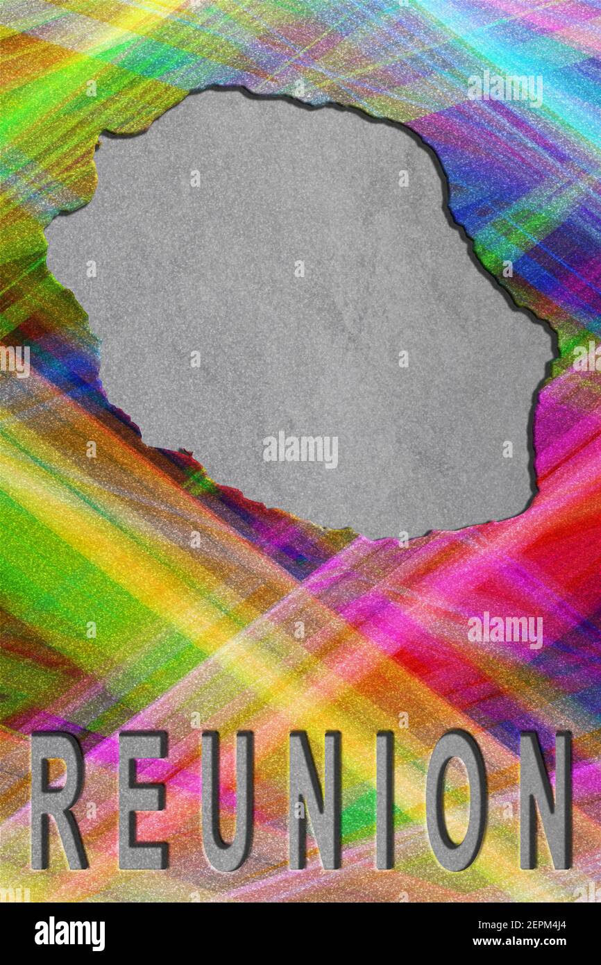 Map of Reunion, colorful background, copy space Stock Photo - Alamy