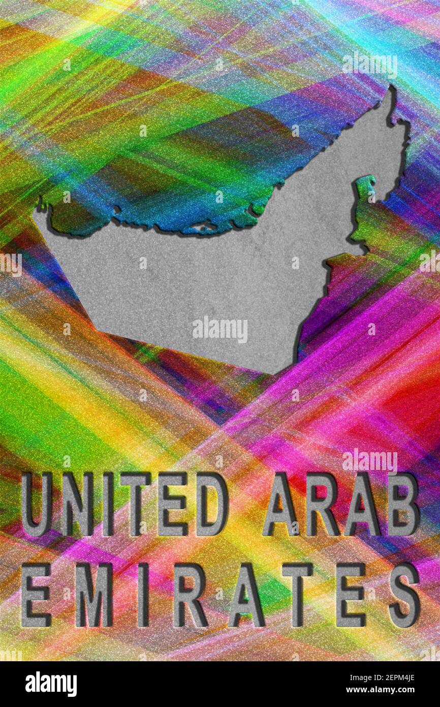 Map of United Arab Emirates, colorful background, copy space Stock ...