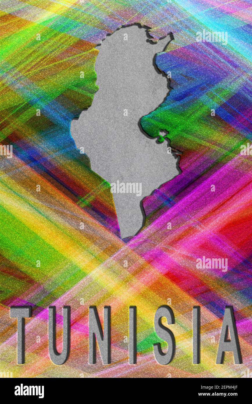 Map of Tunisia, colorful background, copy space Stock Photo - Alamy