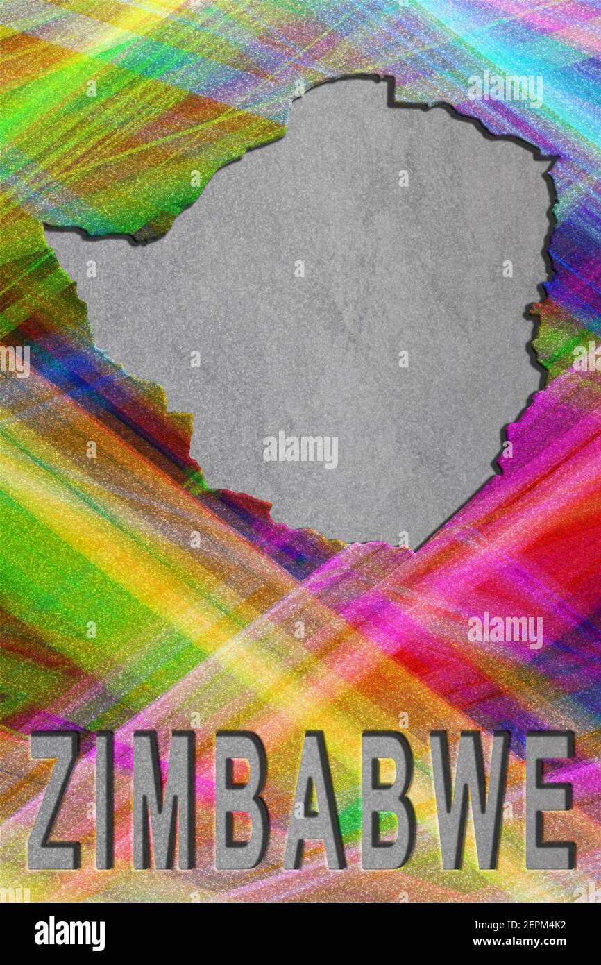 Map of Zimbabwe, colorful background, copy space Stock Photo - Alamy