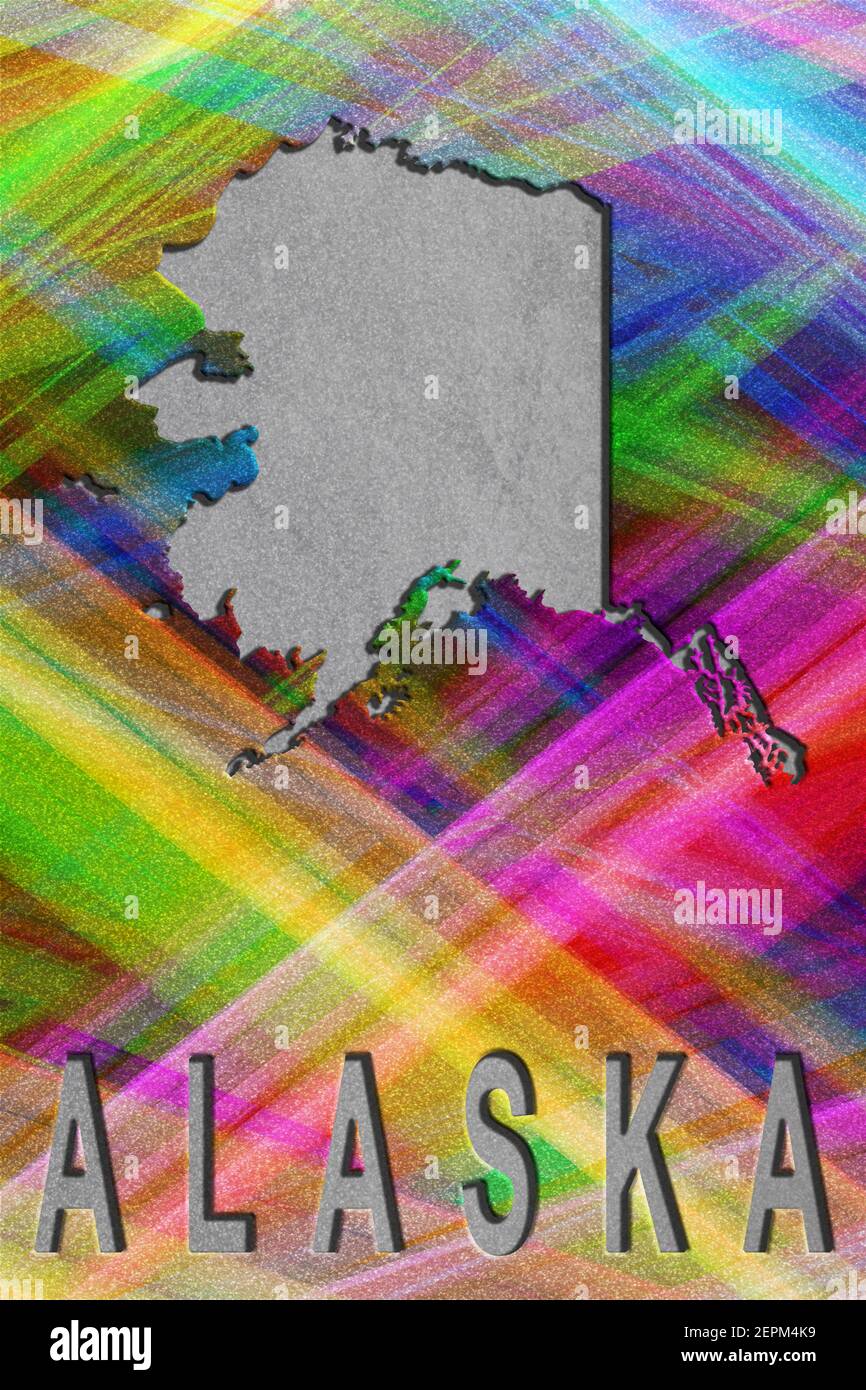 Map of Alaska, colorful background, copy space Stock Photo - Alamy