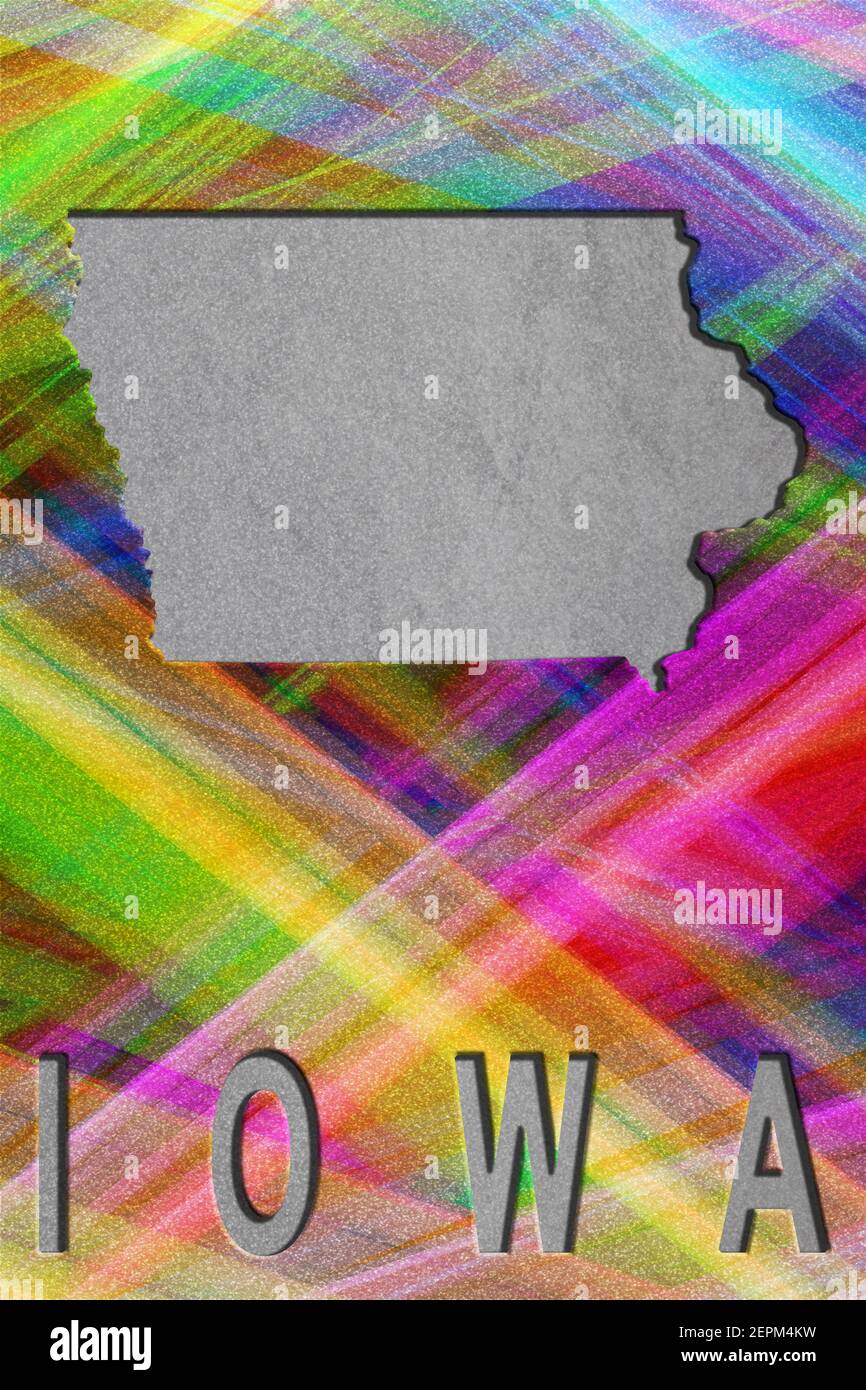 Map of Iowa, colorful background, copy space Stock Photo - Alamy