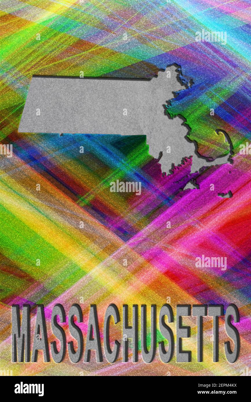 Map of Massachusetts, colorful background, copy space Stock Photo - Alamy