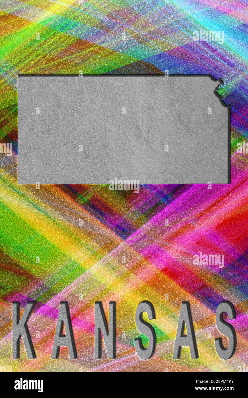 Map of Kansas, colorful background, copy space Stock Photo - Alamy