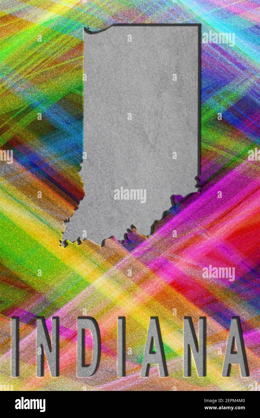 Map of Indiana, colorful background, copy space Stock Photo - Alamy