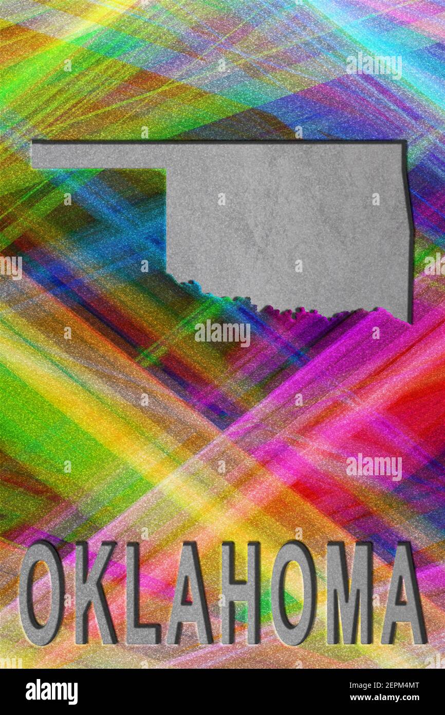Map of Oklahoma, colorful background, copy space Stock Photo - Alamy