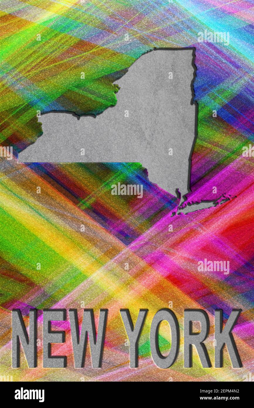 Map of New York, colorful background, copy space Stock Photo - Alamy